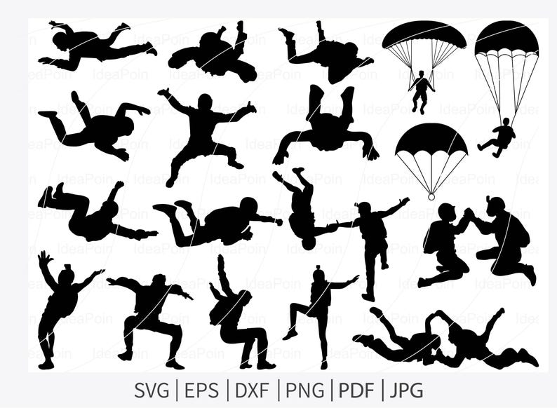 Skydiving Silhouette SVG Bundle, Parachute Jump (digital Download) - Etsy