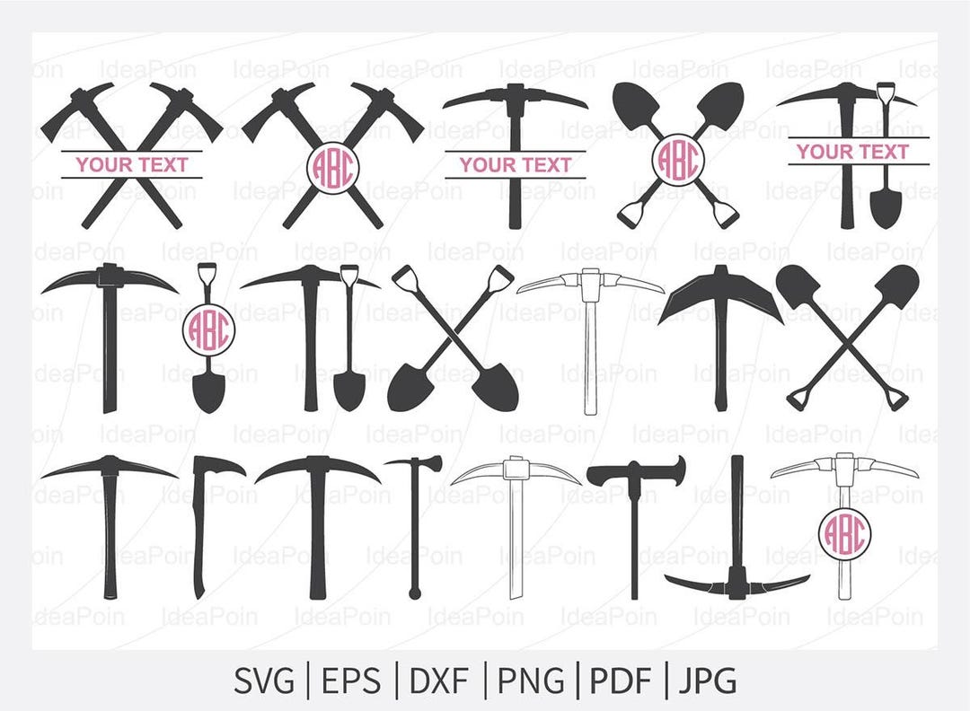 Miner Pickaxe SVG Bundle, Split Monogram, Mining Icons (digital Files ...