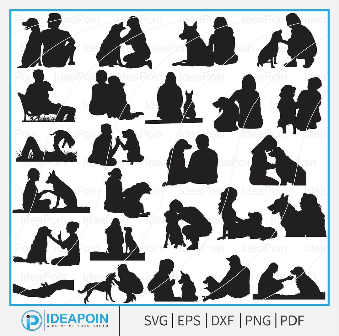 People and Dog Silhouette SVG Clipart Bundle (digital Download) - Etsy