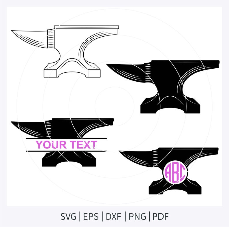 Anvil SVG Cut Files, Split Monogram Clipart - Etsy