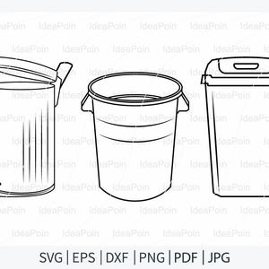 Trash Bin Outline SVG Bundle, Clipart Graphics (digital Download) - Etsy UK