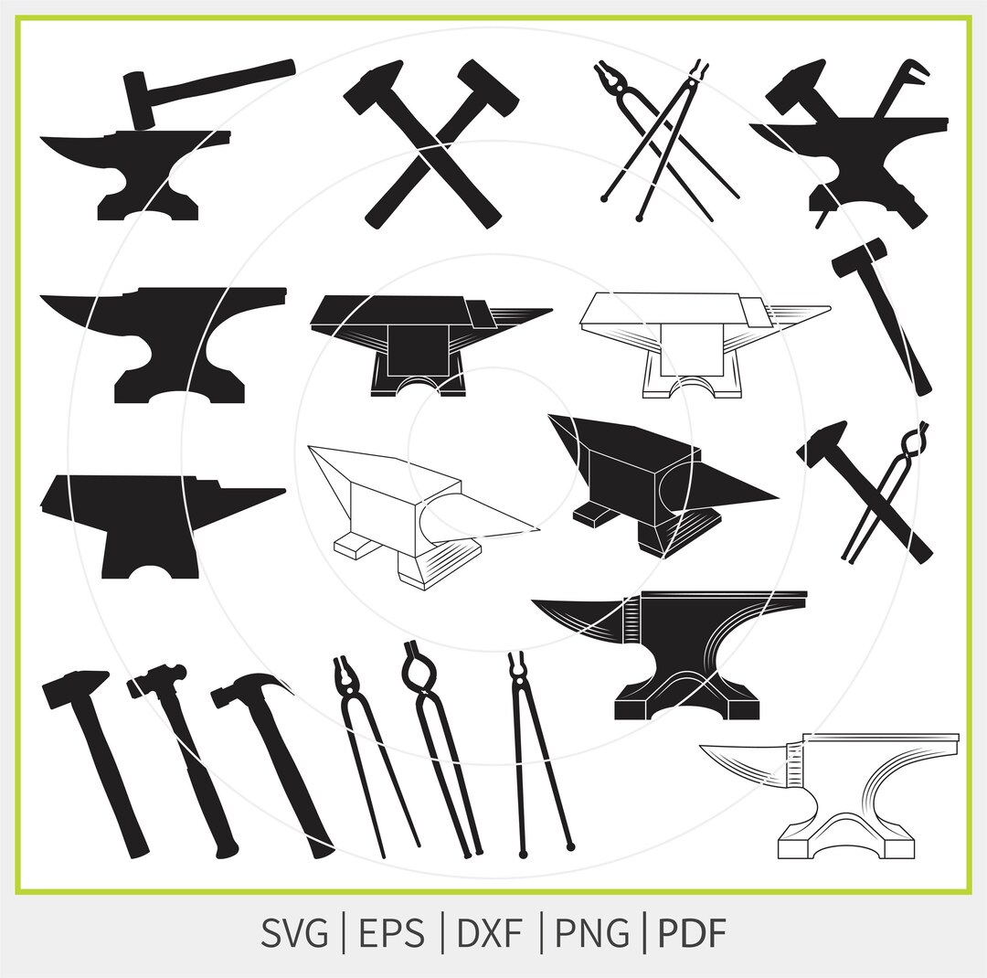Anvil & Hammer SVG, Blacksmith Clipart, Iron on Decals (digital Files ...