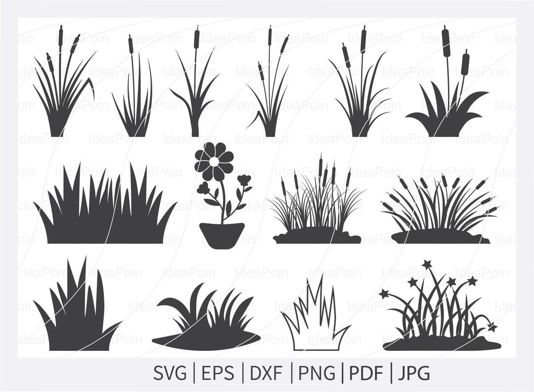 Cattail Svg, Bulrush Plant Svg Bundle, Cattail Clipart, Grass Svg ...