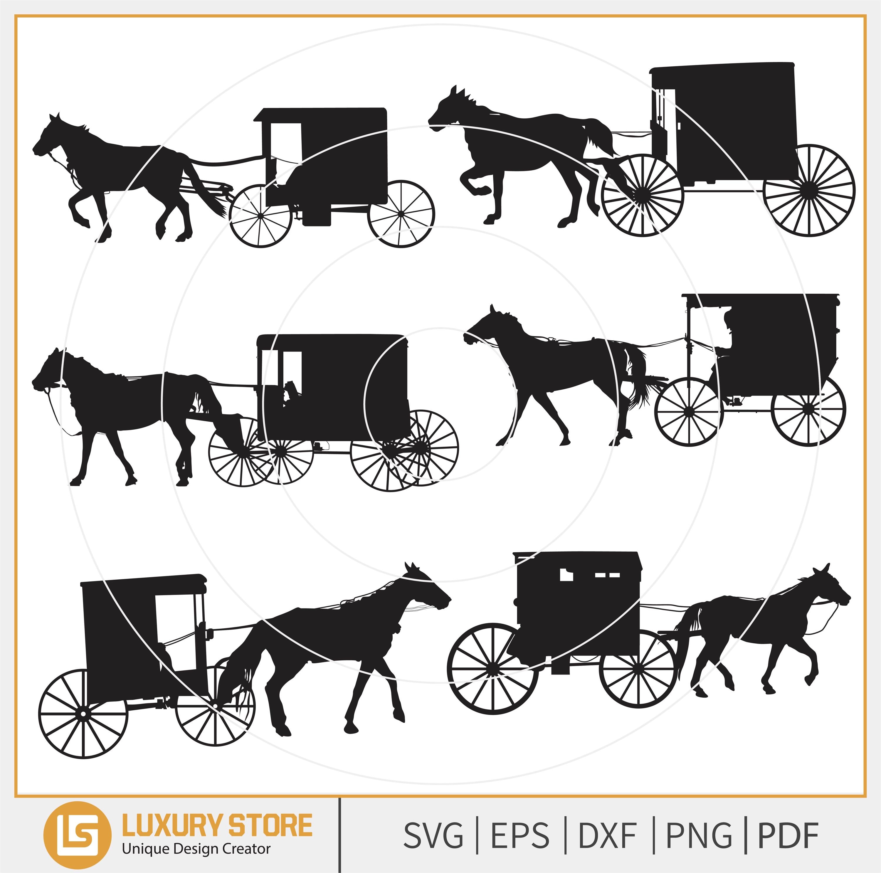 Amish Buggy Svg, Amish Horse Buggy Svg, Amish Buggy Silhouette, Simple ...