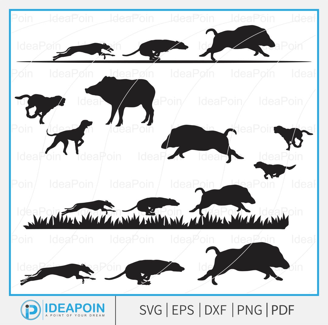 Hunting Dogs Chasing Wild Boar (svg, Dxf, Eps, Png) - Etsy