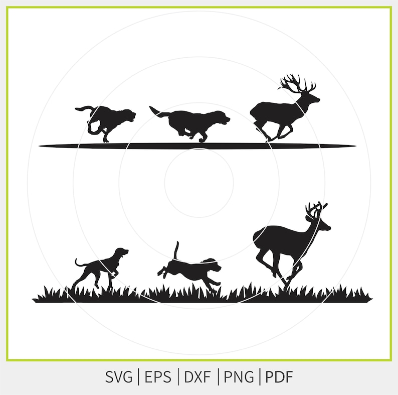 Hounds Hunting Deer Svg, Hound Dogs Chasing Deer SVG, Dogs Running Deer ...