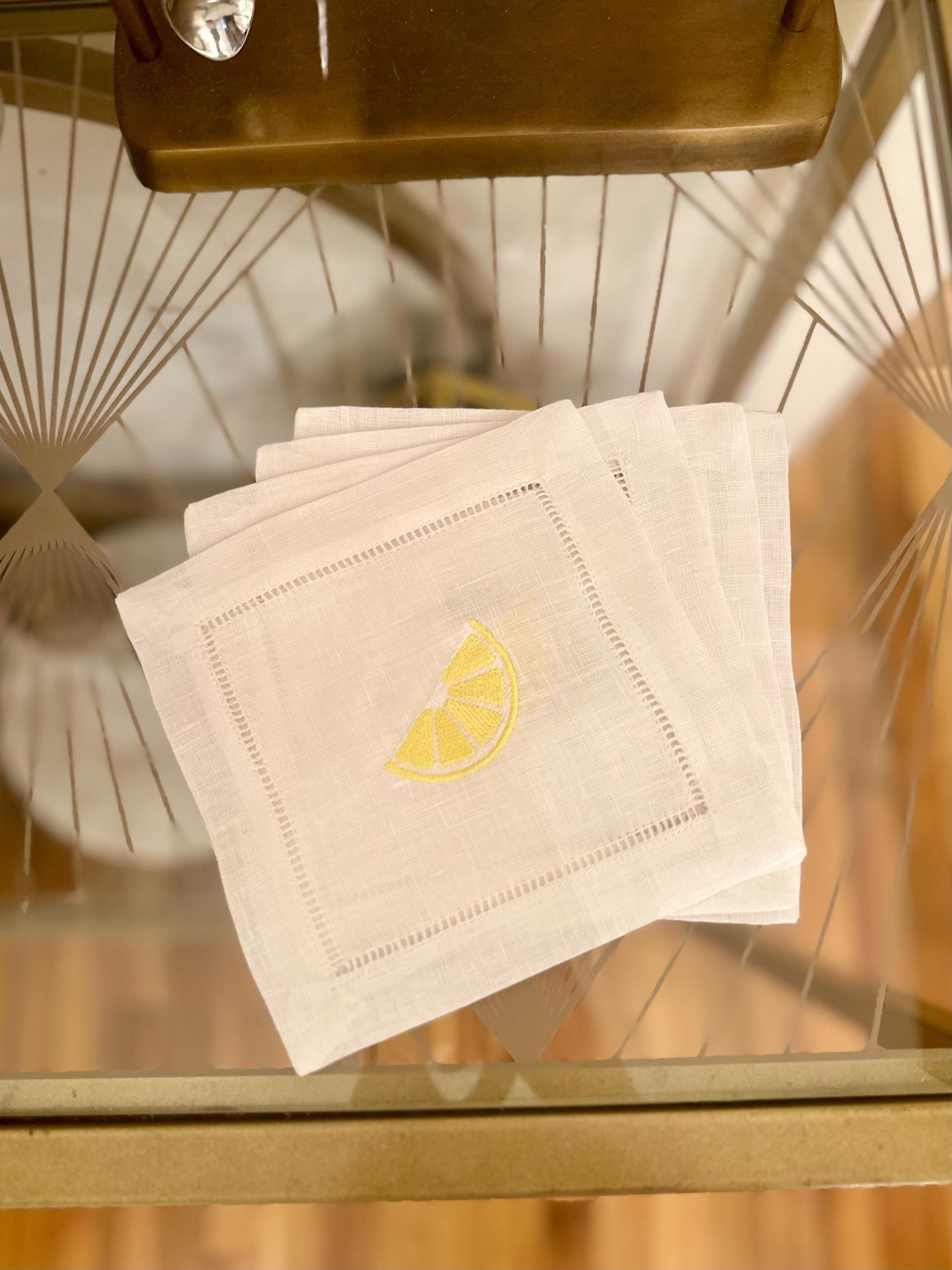 Seafood Tower Embroidered Cocktail Napkin Set - Etsy