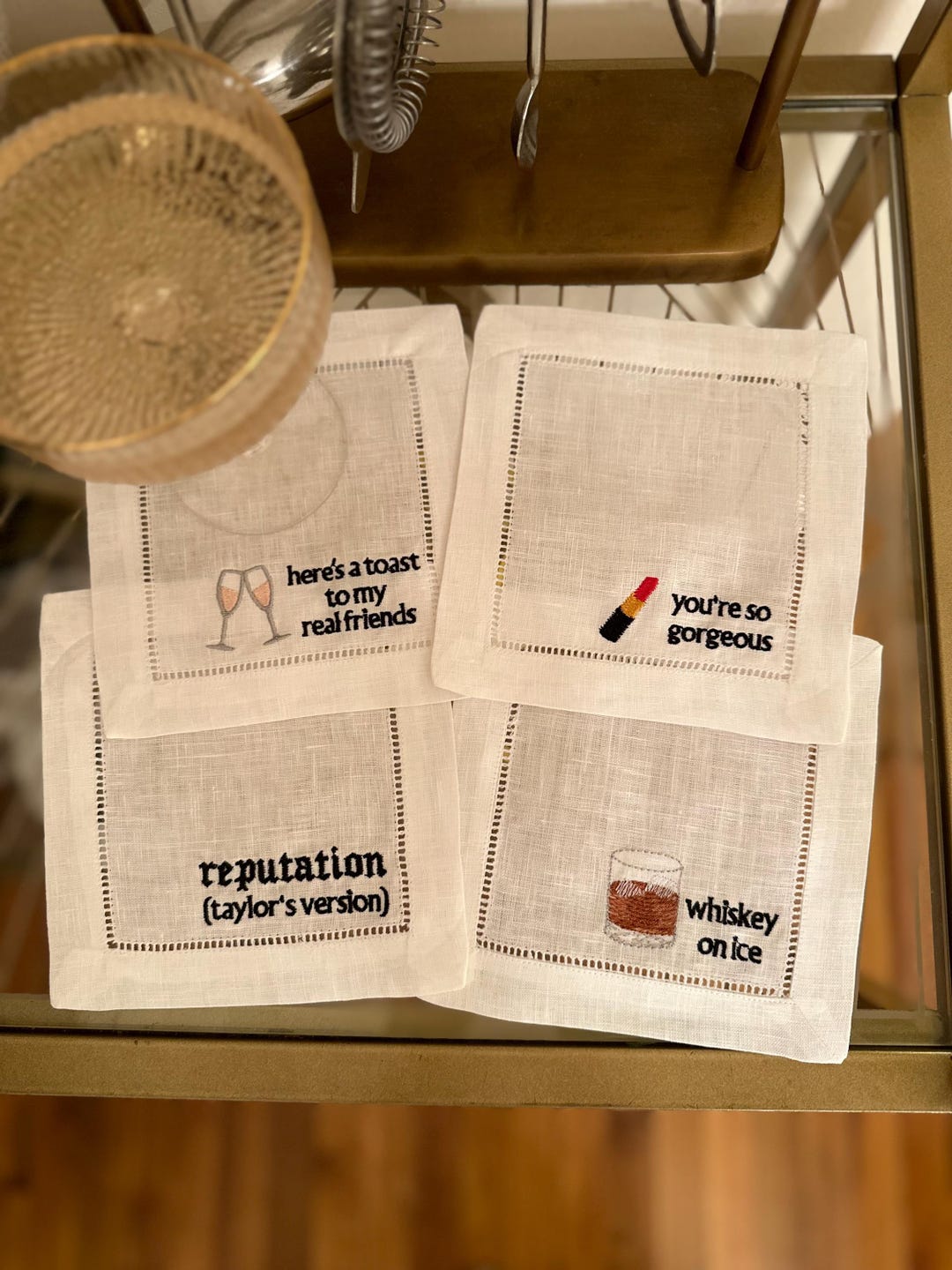 Swiftie Inspired Embroidered Cocktail Napkin Set (set of 4) - Etsy