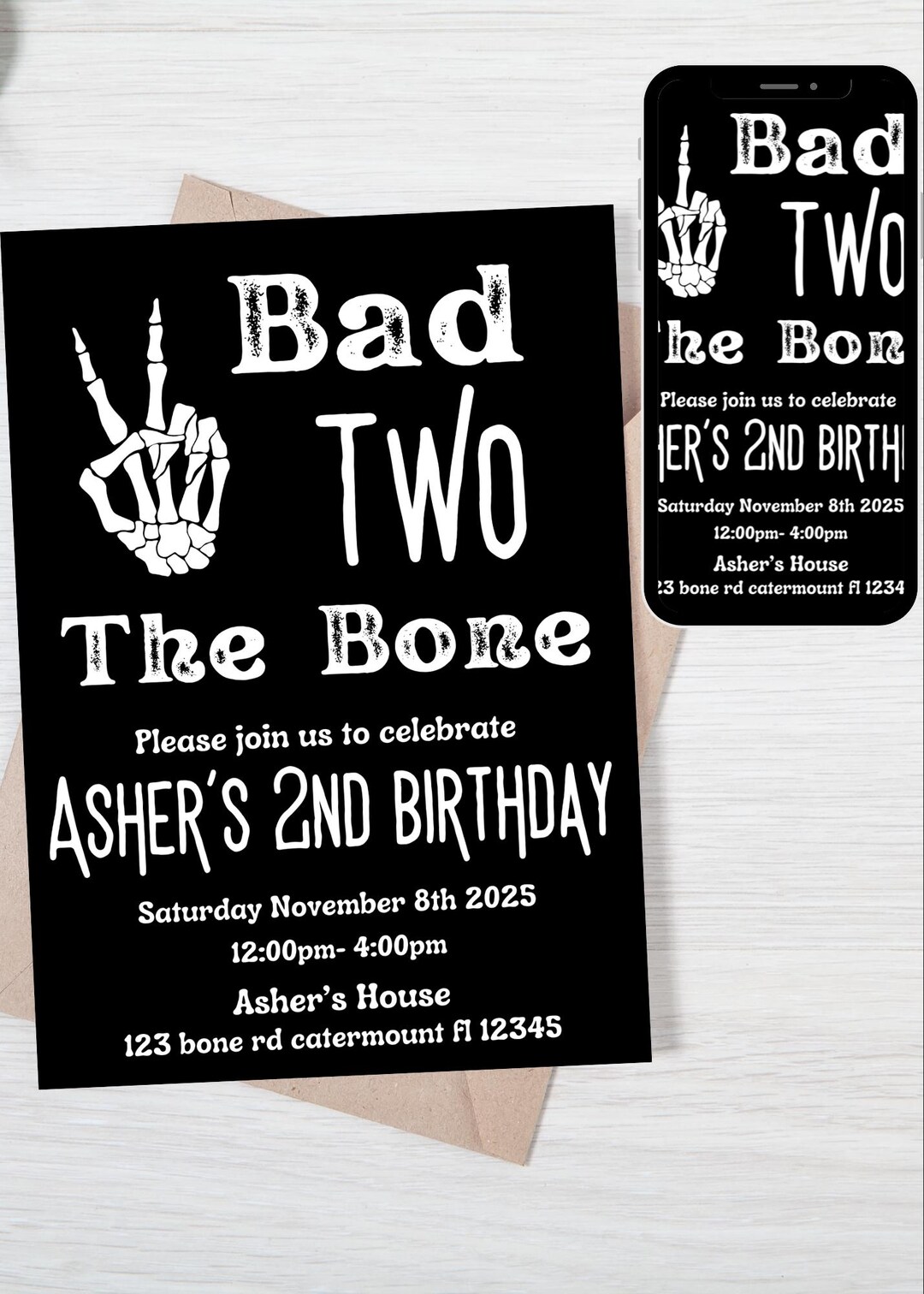 Bad Two the Bone Invitation, Bad 2 the Bone Party Invitation, Second ...