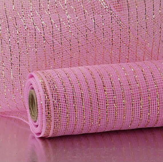 Bubble Gum Pink Gold Thread Metallic 21 Deco Mesh 10 - Etsy