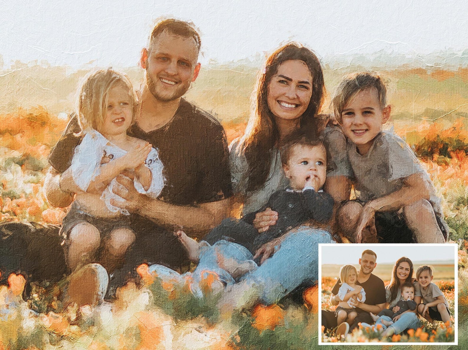 Painting From Photo Merge Custom Family Painting Portrait on Canvas ...