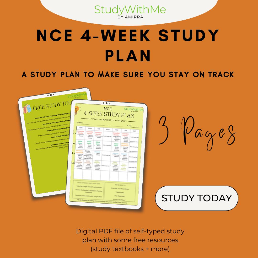 NCE 4-week Study Plan + Free Study Material - Etsy