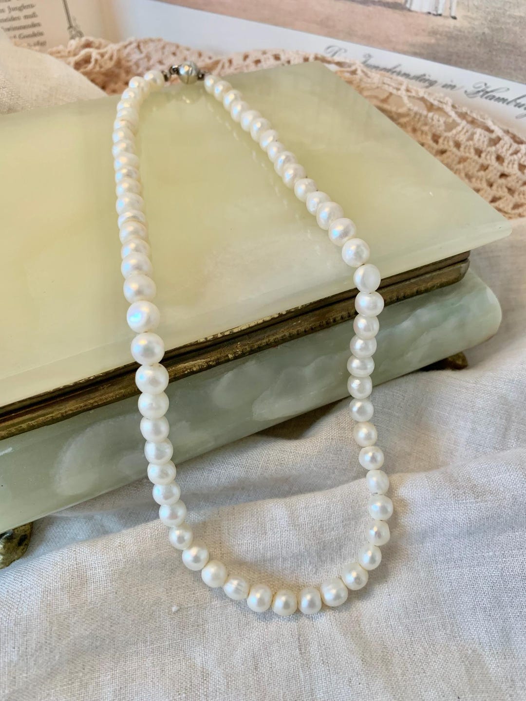 Vintage Langer Austria Real White Pearl Necklace - Etsy