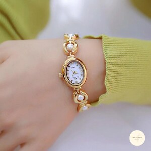 Elegant Pearl Watch for Women - Gold Watch With Mother of Pearl Face ...