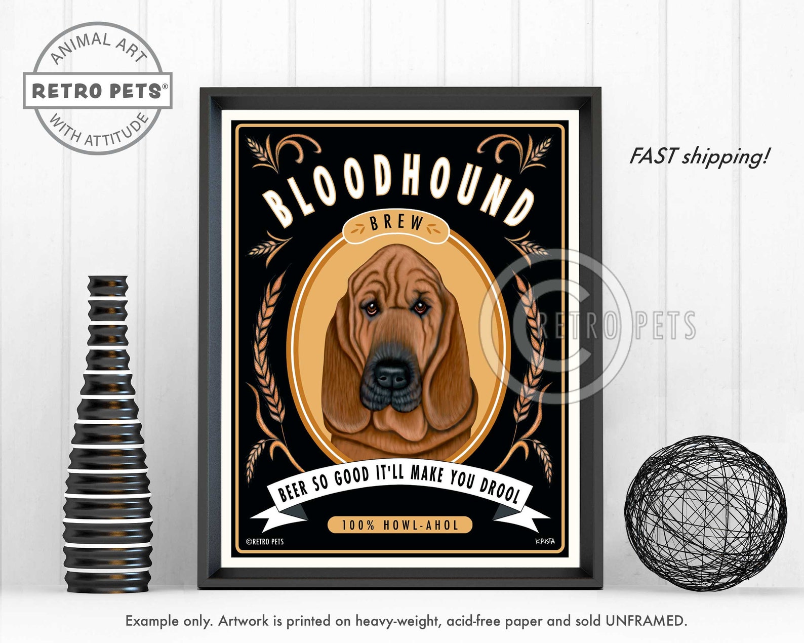 Bloodhound Art, Dog Wall Art, Bloodhound - Bloodhound Brew, Bar Decor ...