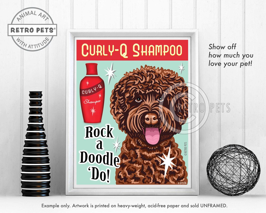 Chocolate Doodle, Labradoodle Art, Chocolate Labradoodle, Animal Wall ...