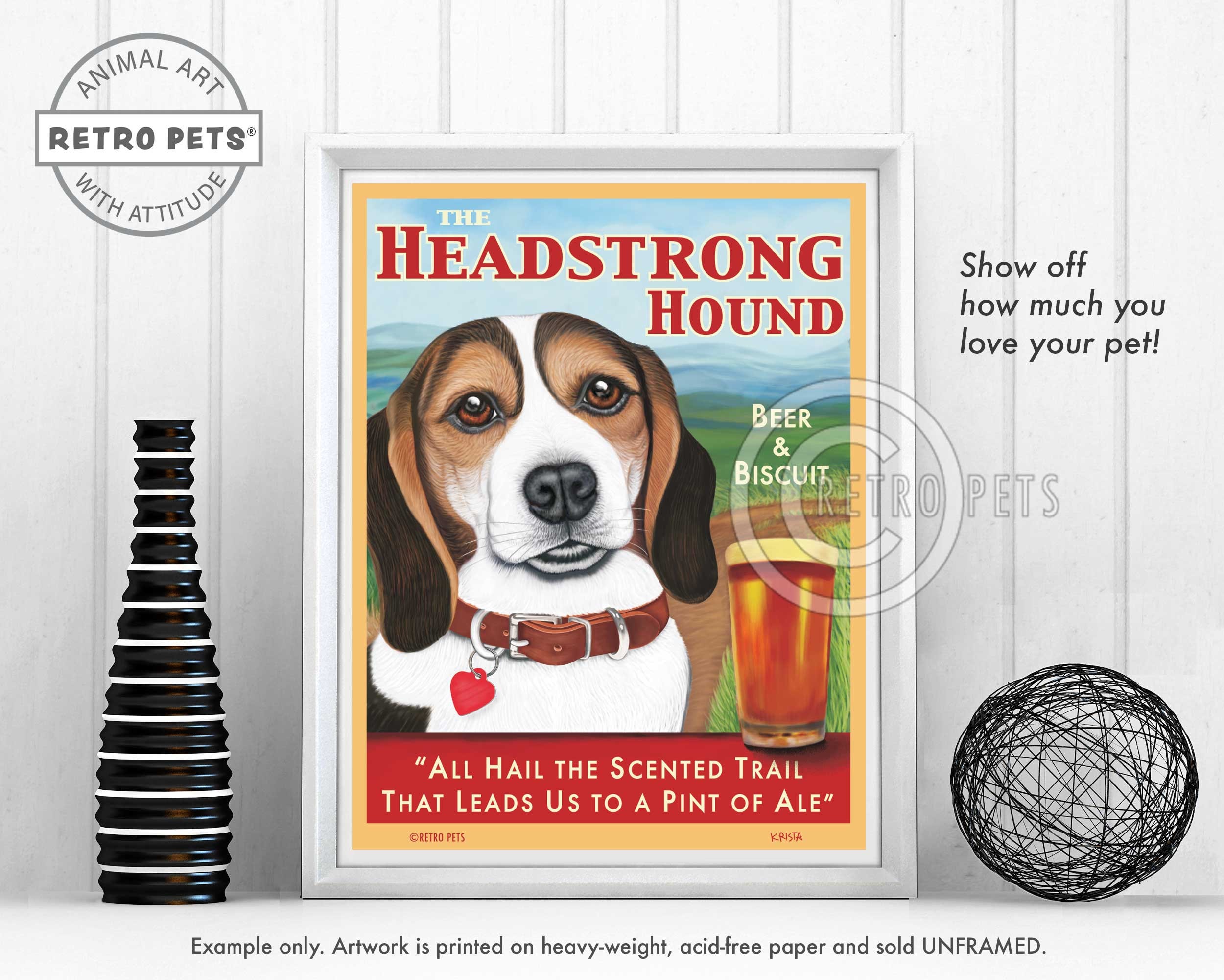 Beagle Art, Dog Wall Art, Dog Art, Beagle Print, Bar Decor, Dog Decor ...