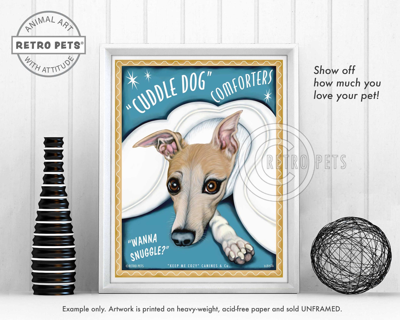 Whippet Art, Dog Art, Dog Decor, Whippet Gift, Dog Lover Gift, Whippet ...