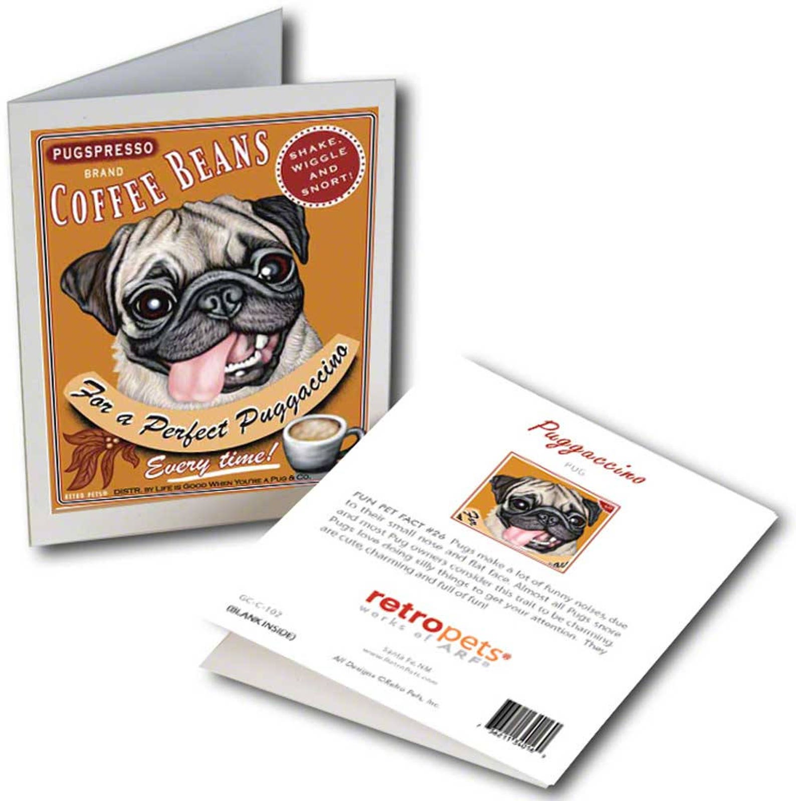 Pug Art "puggaccino" 6 Small Greeting Cards by Krista Brooks - Etsy
