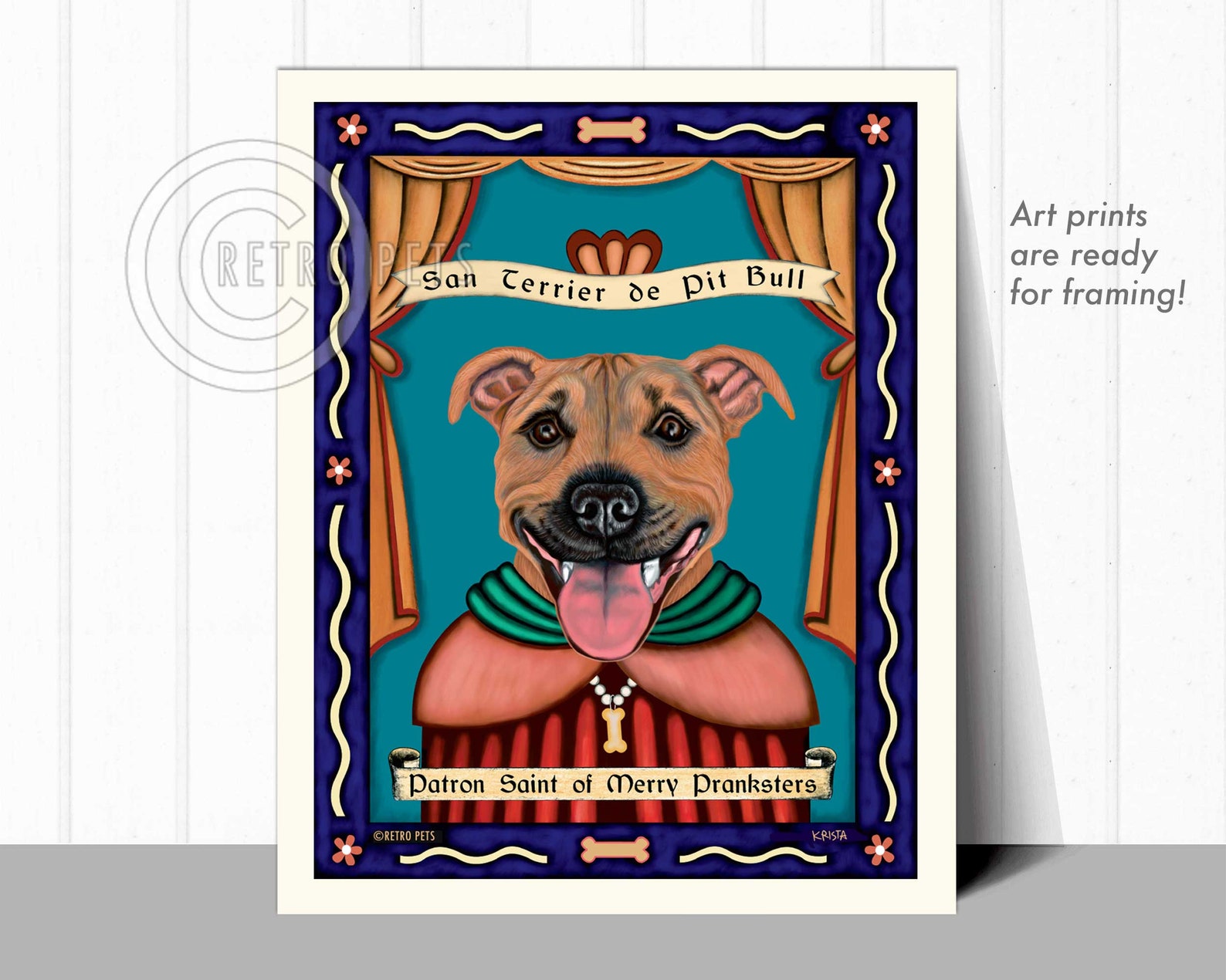 Pit Bull Terrier Art Dog Wall Art Dog Decor Dog Lover Gift - Etsy
