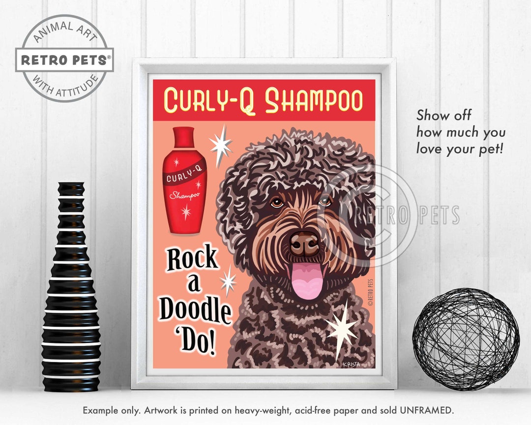 Lavender Labradoodle Art Print by Retro Pets Artist Krista Brooks ...