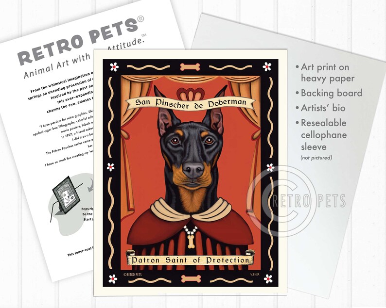 Doberman Art Dog Art Dog Decor Patron Saint of Protection | Etsy