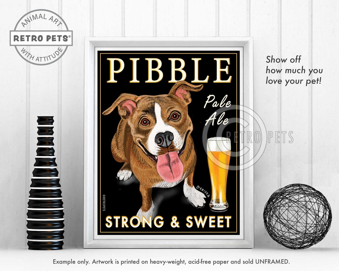 Pitbull Wall Art, Dog Paper Illustration, Pitbull Art Print, Pit Bull ...