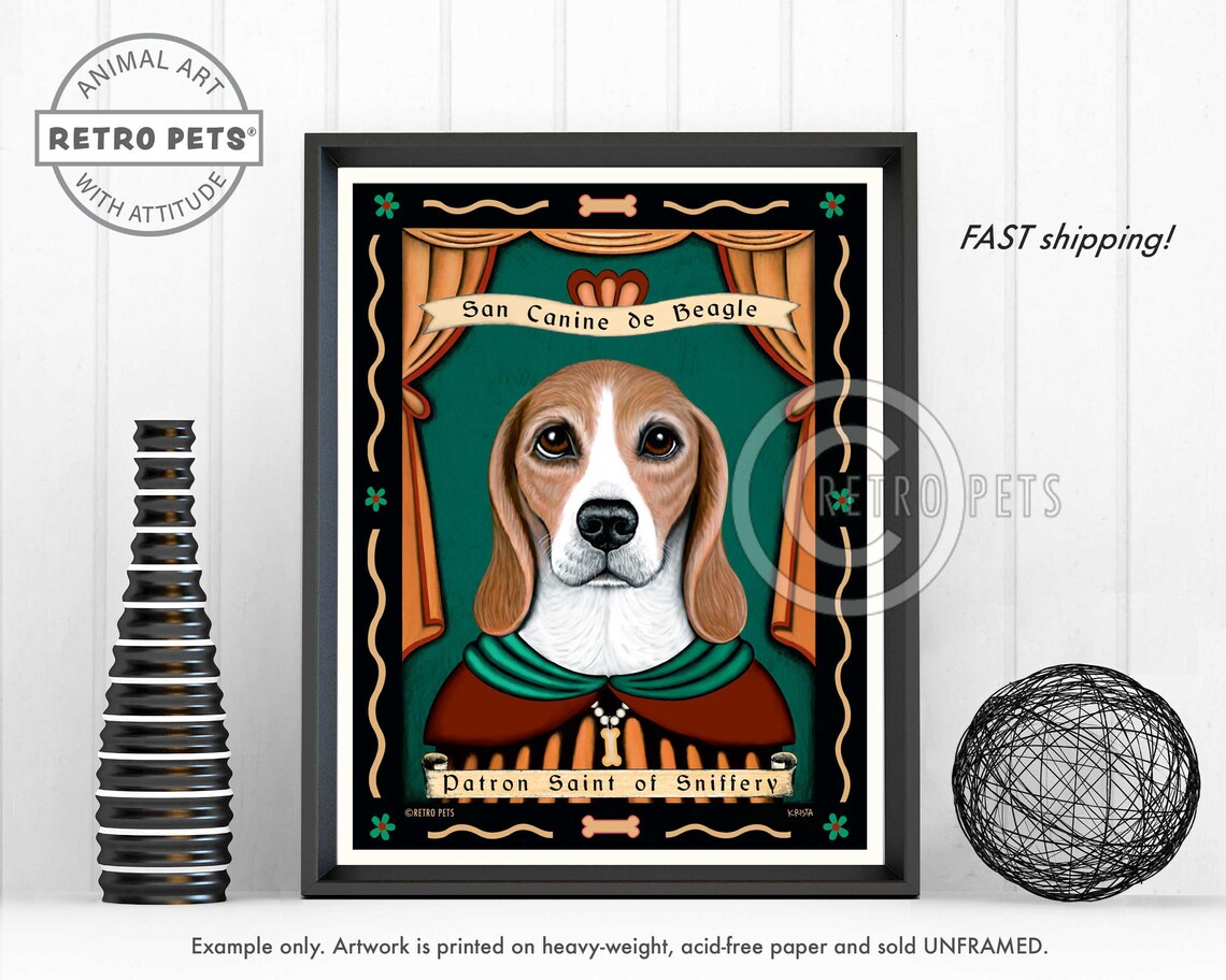 Beagle Art Dog Wall Art Dog Decor Dog Illustration Beagle | Etsy