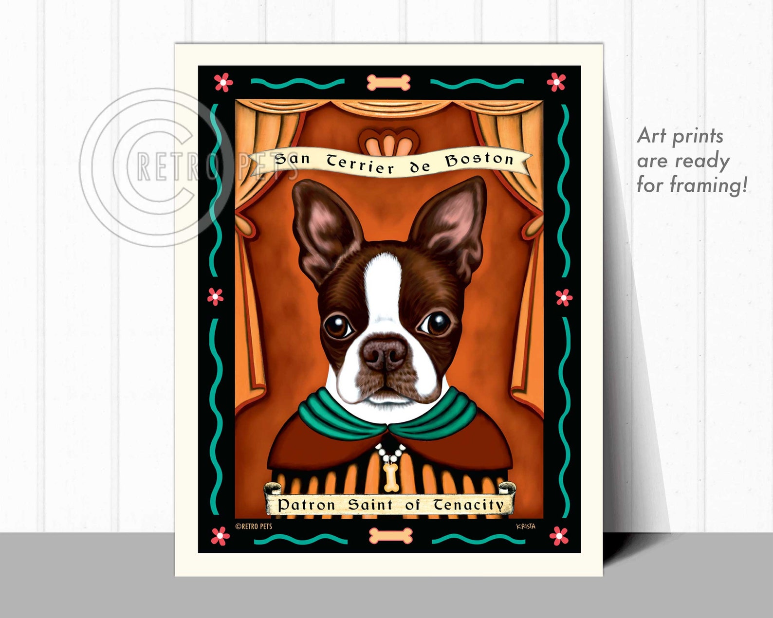 Boston Terrier Art Dog Wall Art Dog Decor Boston Print - Etsy