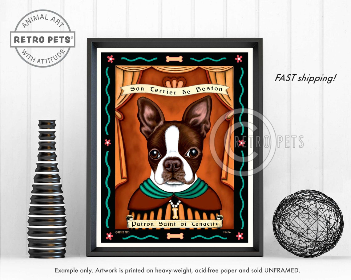Boston Terrier Art Dog Wall Art Dog Decor Boston Print - Etsy