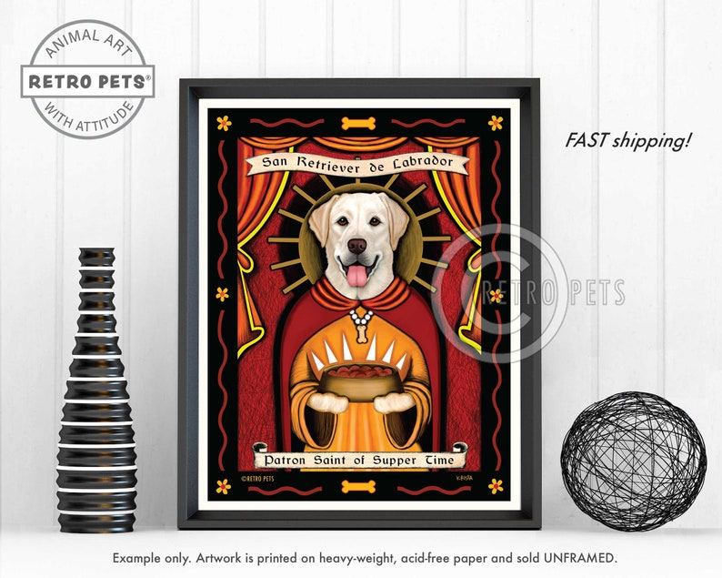 Yellow Lab Art Dog Wall Art Dog Decor Supper Time Kitchen - Etsy
