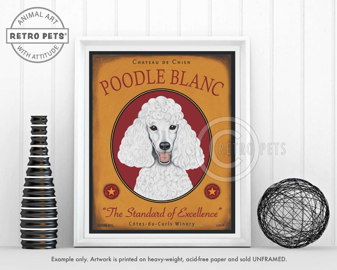 Poodle Art, Standard/white, Dog Wall Art, Dog Decor, Poodle Blanc, Bar ...