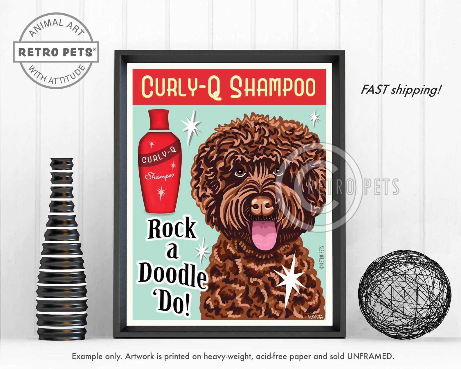 Chocolate Doodle, Labradoodle Art, Chocolate Labradoodle, Animal Wall ...