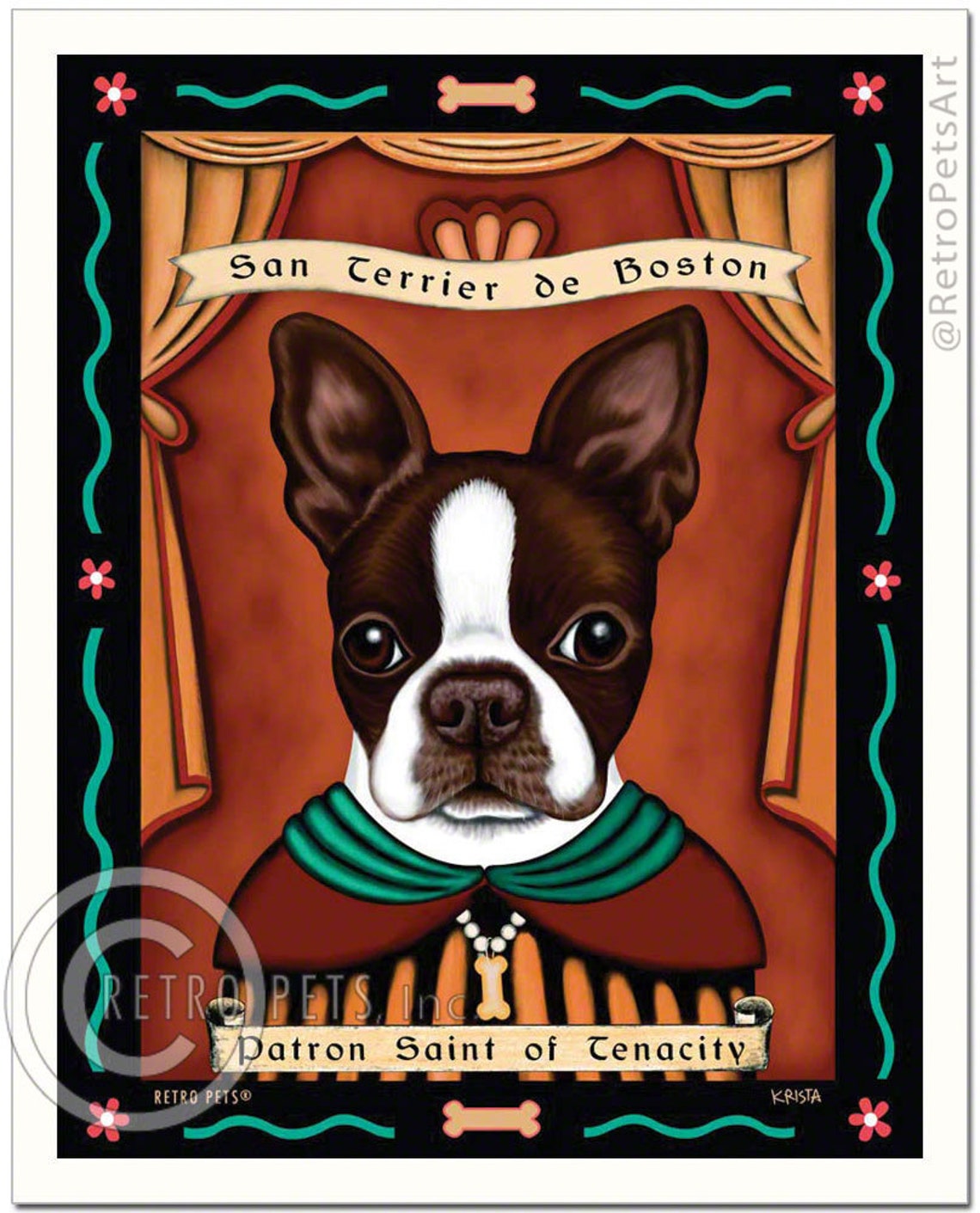 Boston Terrier Art Dog Wall Art Dog Decor Boston Print - Etsy