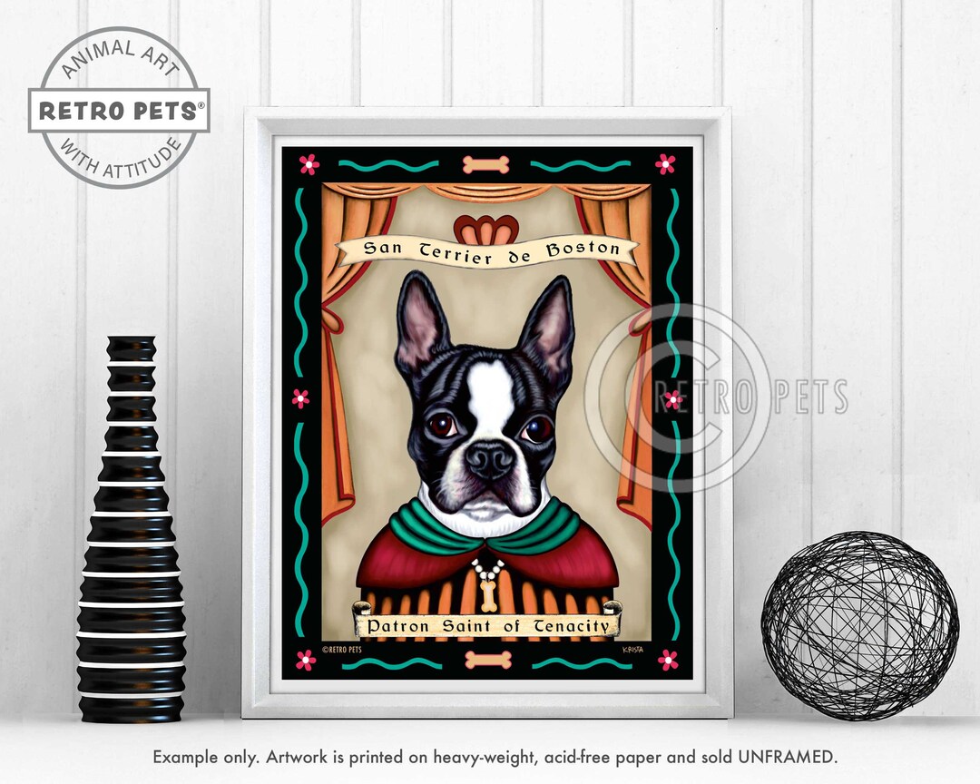 Boston Terrier Art, Dog Wall Art, Dog Decor, Boston, Tenacity, Dog ...