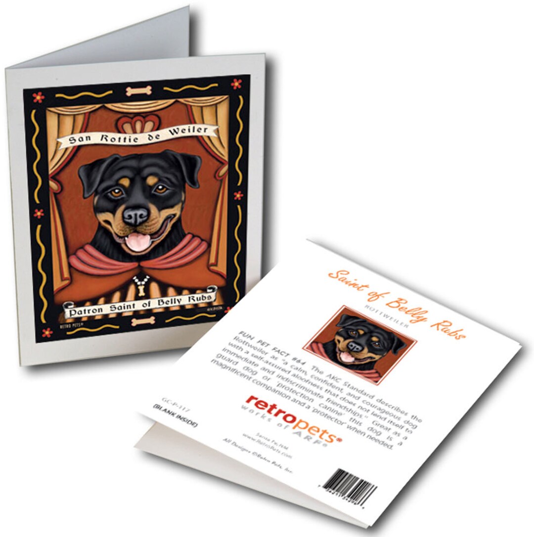 Rottweiler Art "saint of Belly Rub" 6 Small Greeting Cards by Krista ...