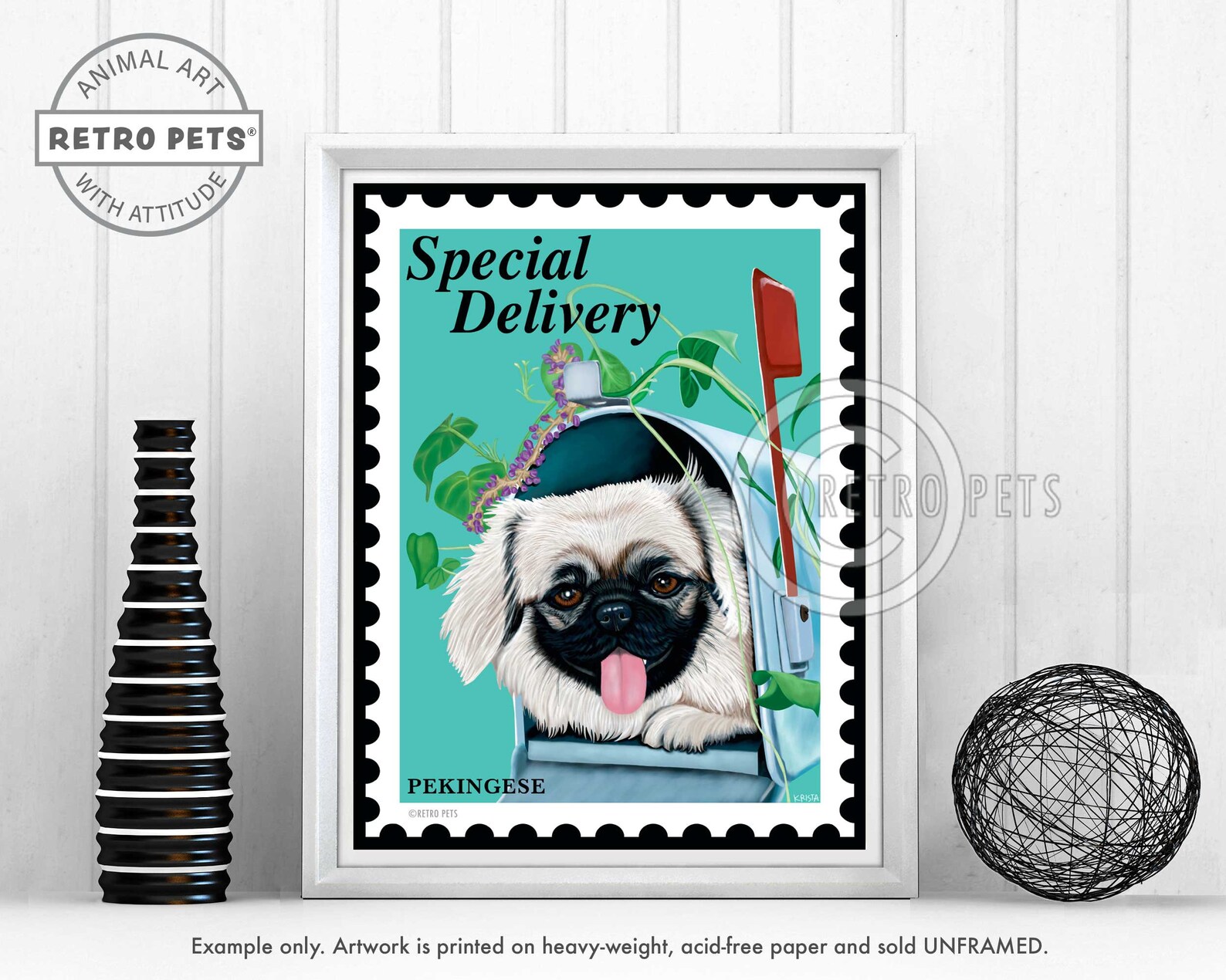 Pekingese Art, Fawn, Dog Wall Art, Dog Decor, Dog Lover Gift, Pekingese ...