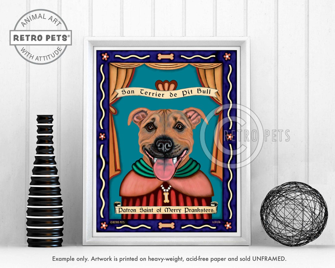Pit Bull Terrier Art, Dog Wall Art, Dog Decor, Dog Lover Gift, Kitchen ...