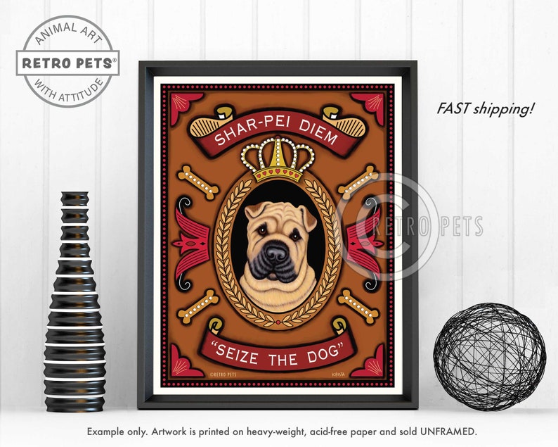 Shar-pei Art, Dog Wall Art, Dog Decor, Shar-pei Diem, Shar-pei, Sharpei ...