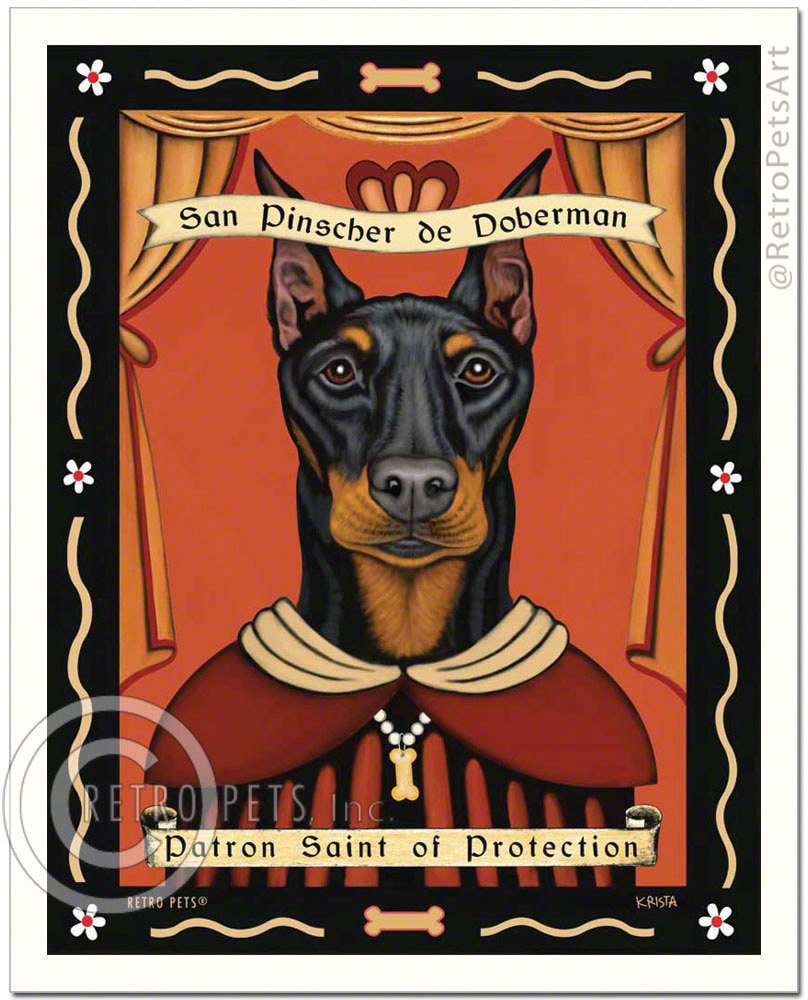 Doberman Art Dog Art Dog Decor Patron Saint of Protection | Etsy