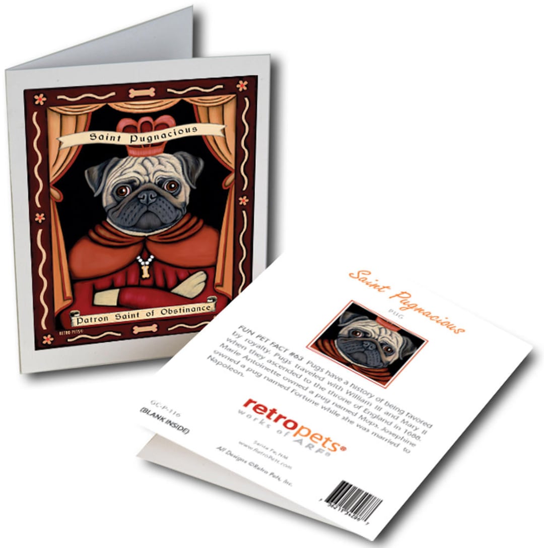 Pug Art "st. Pugnacious" 6 Small Greeting Cards by Krista Brooks - Etsy