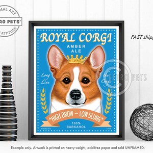 Corgi Art, Welsh Art, Dog Wall Art, Dog Decor, Dog Illustration, Bar ...