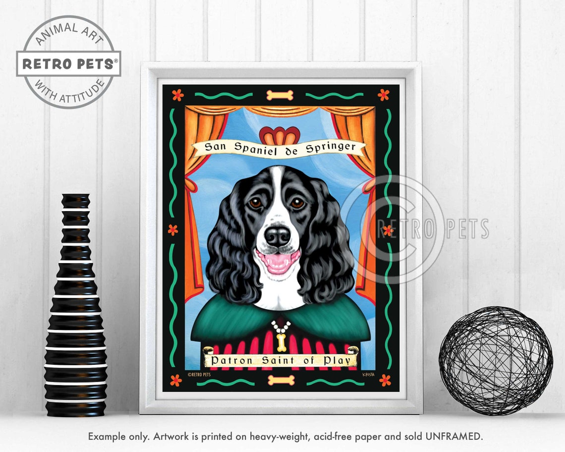 Springer Spaniel Art, Dog Wall Art , Dog Decor, Play, Kitchen Decor ...