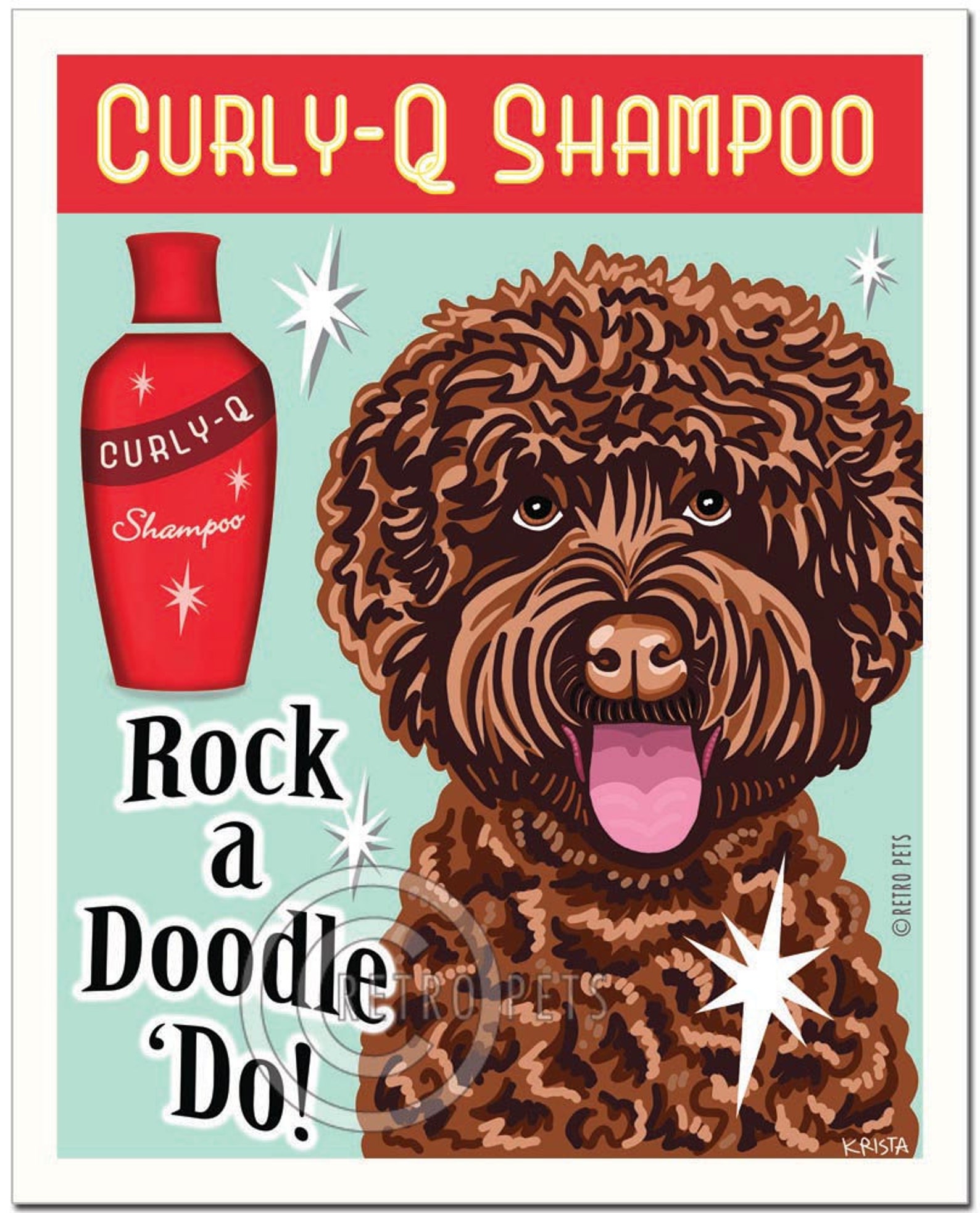Chocolate Doodle, Labradoodle Art, Chocolate Labradoodle, Animal Wall ...