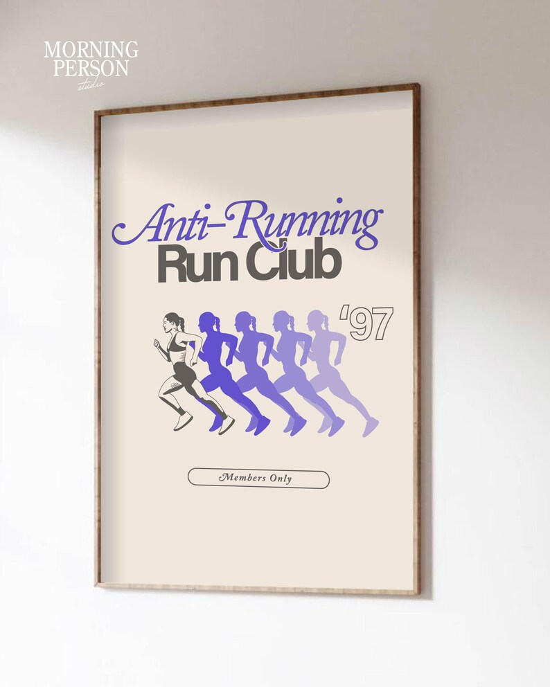 Matte Posters, Retro Runner Wall Art Print 'anti-running Run Club ...