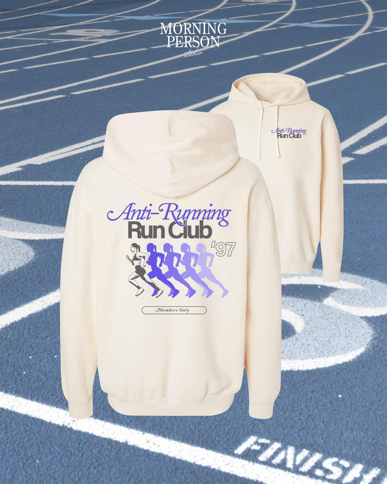 Retro Anti Running Run Club Graphic Hoodie, Workout Track Cross Country ...