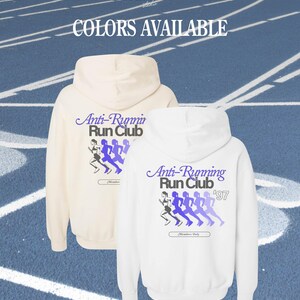 Retro Anti Running Run Club Graphic Hoodie, Workout Track Cross Country ...