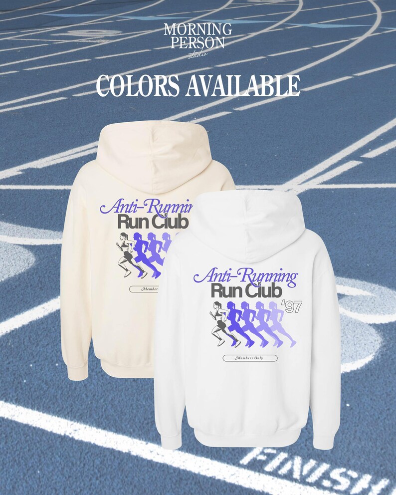 Retro Anti Running Run Club Graphic Hoodie, Workout Track Cross Country ...
