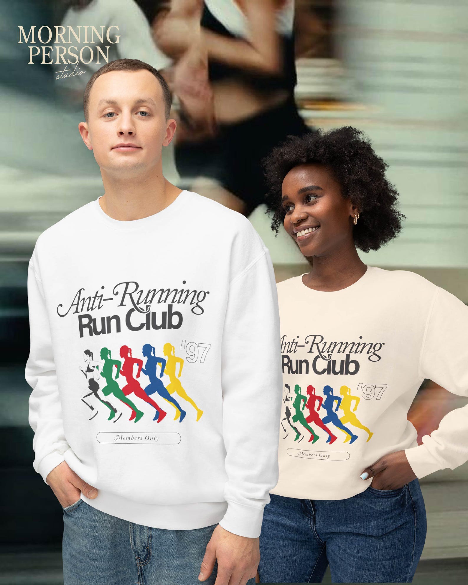 Retro Anti Running Run Club Graphic Crewneck, Unisex Track Cross ...