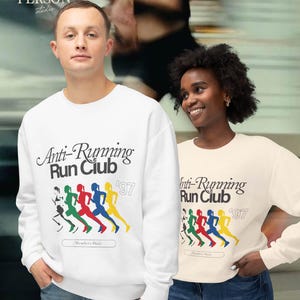 Retro Anti Running Run Club Graphic Crewneck, Unisex Track Cross ...